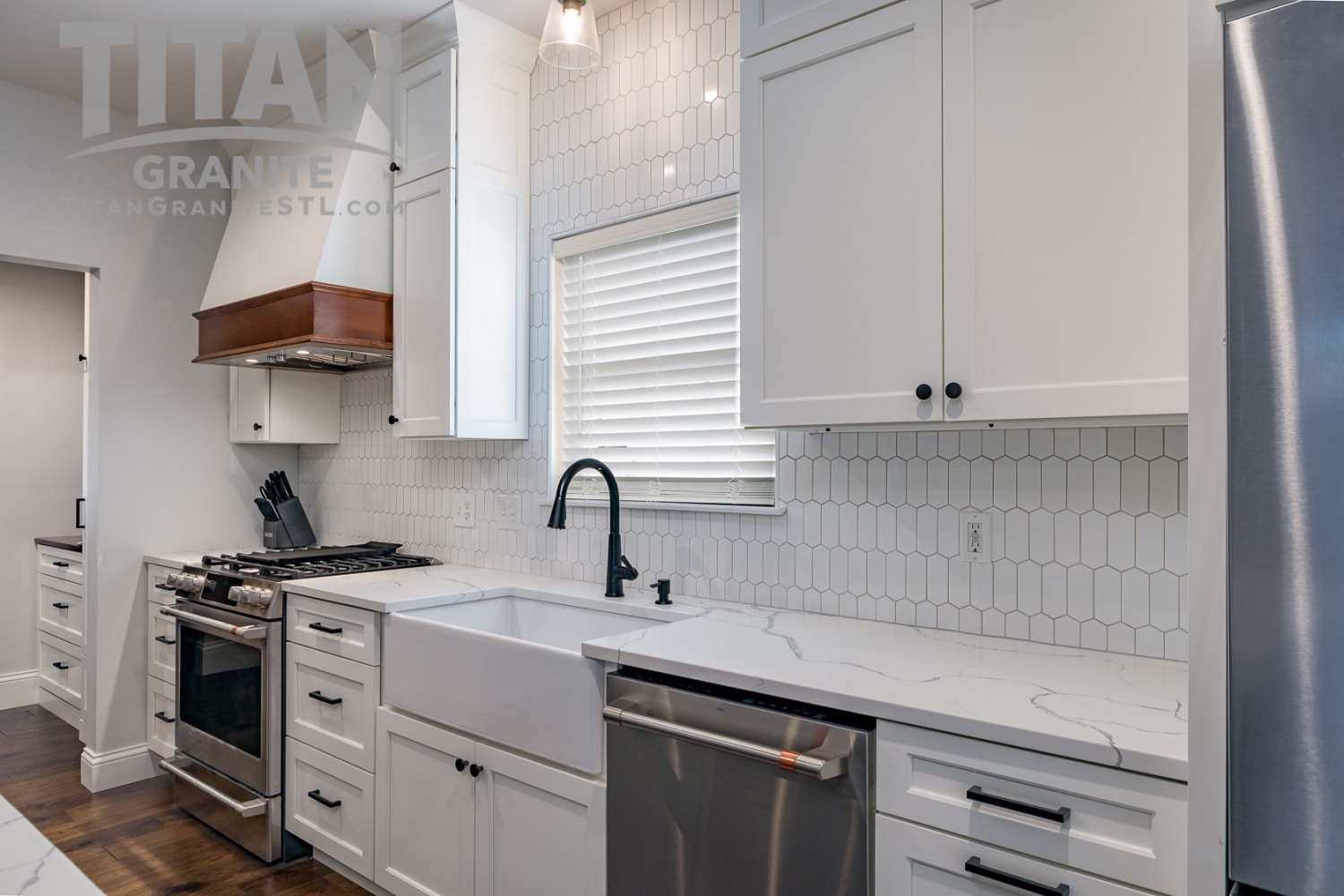 Statuary Classique Quartz Kitchen Project | Titan Granite - St Louis MO