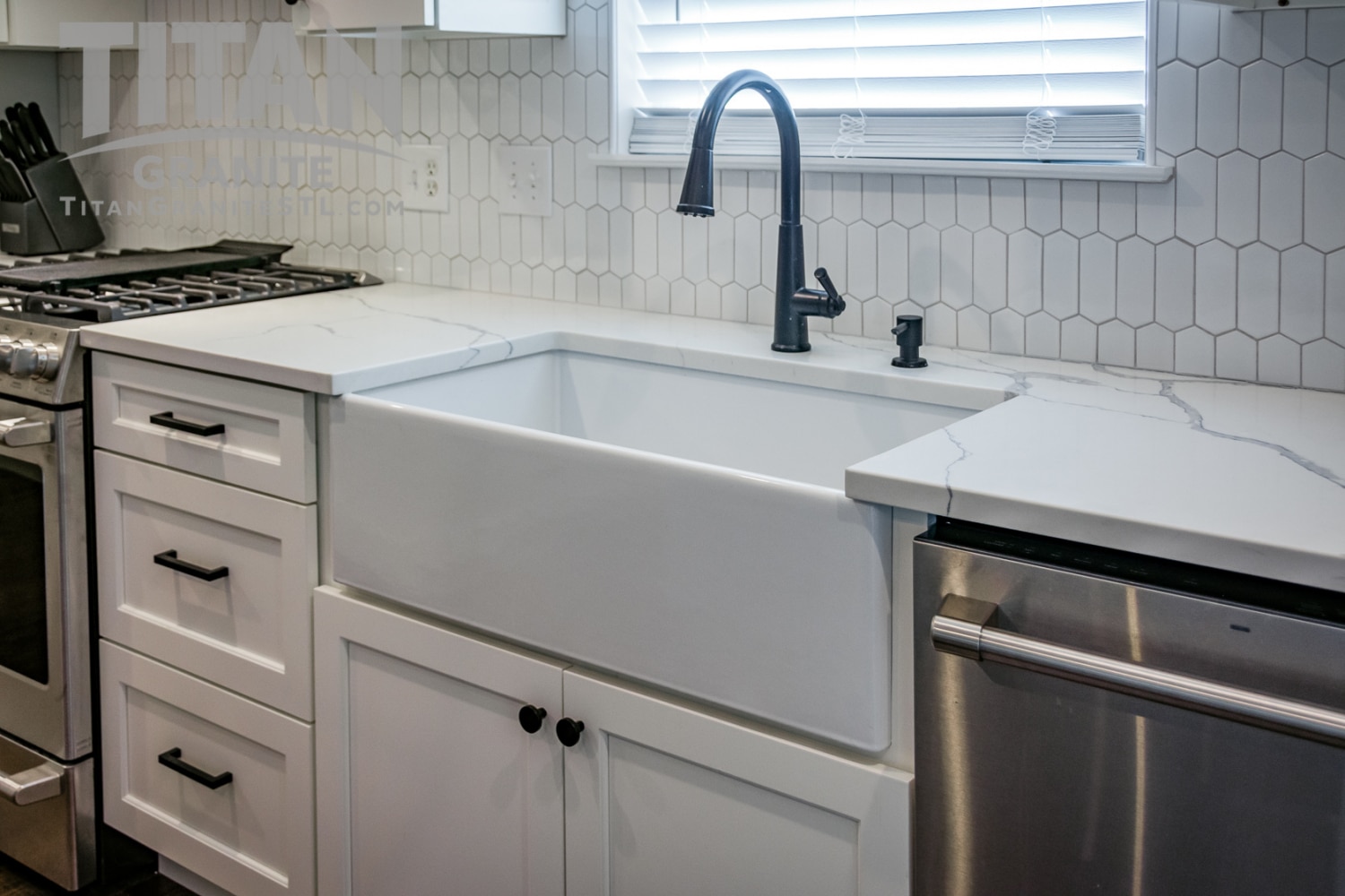 Statuary Classique Quartz Kitchen Project | Titan Granite - St Louis MO